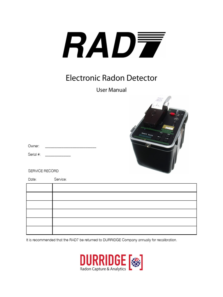 RAD7 Manual | PDF | Baggage | Accuracy And Precision