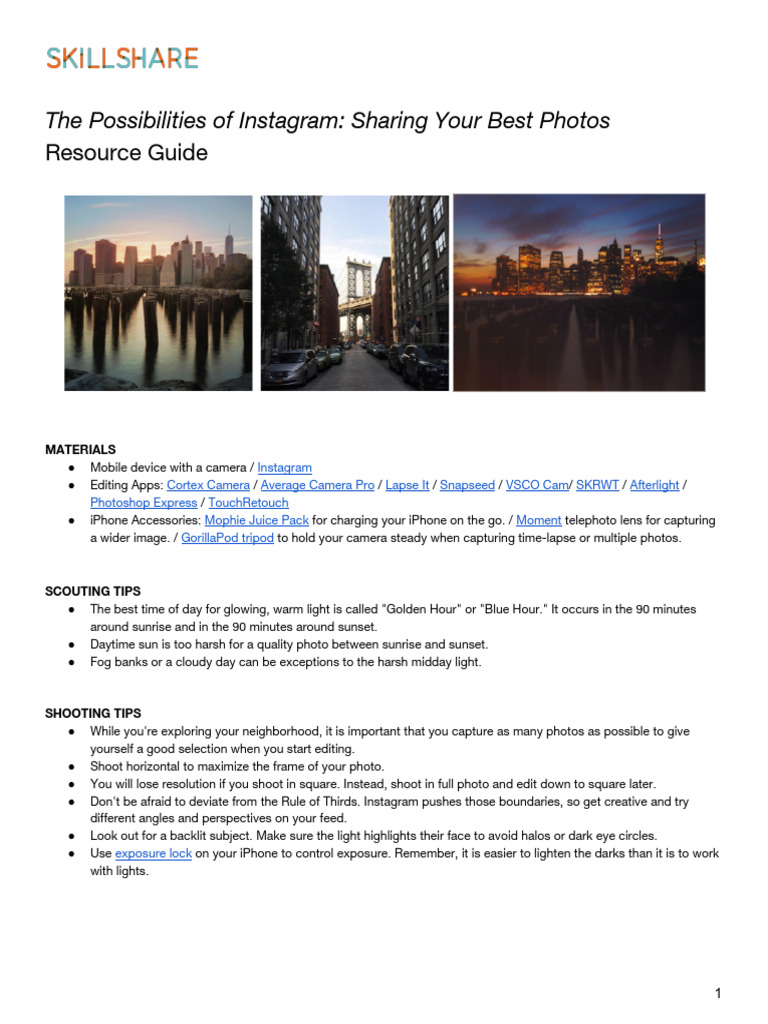 Tyson Instagram Resource Guide | PDF | Camera | I Phone