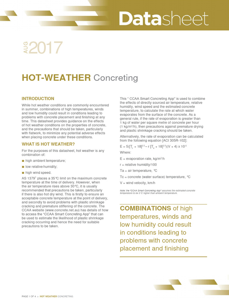 2017 Hot Weather Concreting | PDF | Concrete | Cement