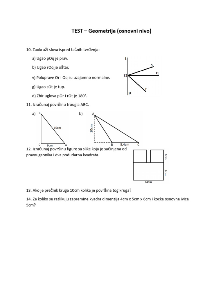 OSNOVNI NIVO-Geometrija | PDF