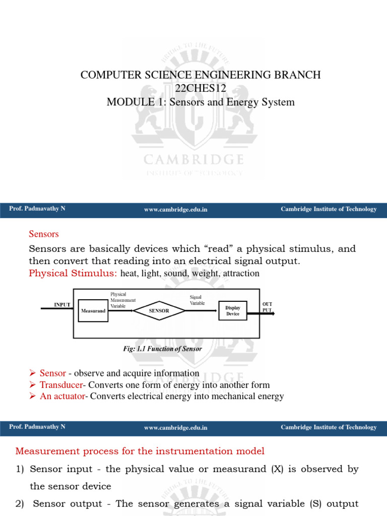 CSE MODULE Sensors and Energy Systems | Download Free PDF ...