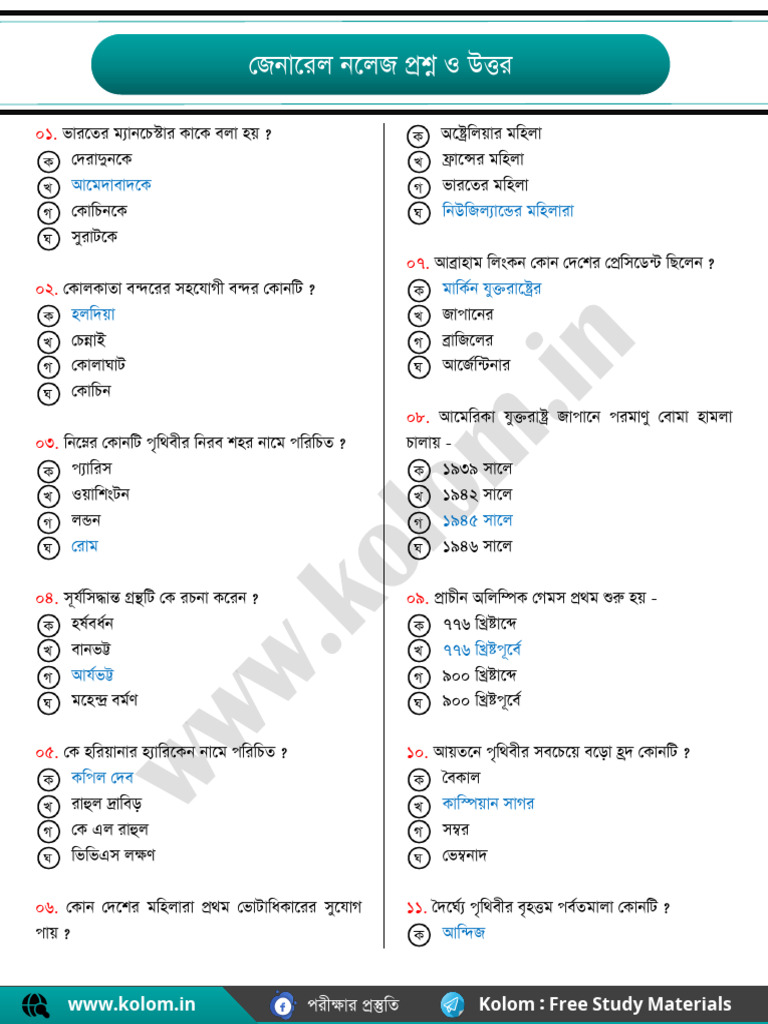 100 General Knowledge Mcq Pdf