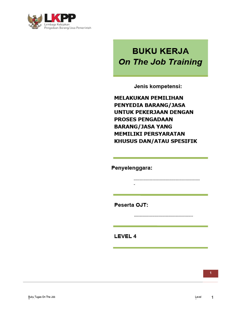 Buku Kerja OJT JK Pemilihan Penyedia Level 4 | PDF | Komputer