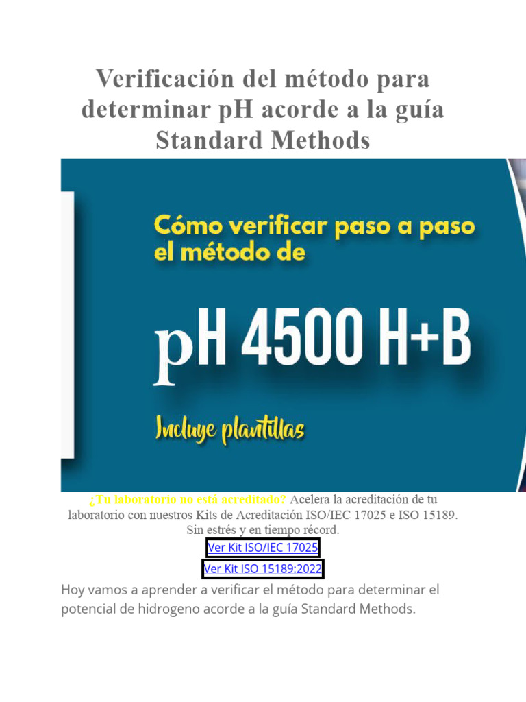 Verificación del Método de pH ISO/IEC 17025 | PDF | Análisis de ...