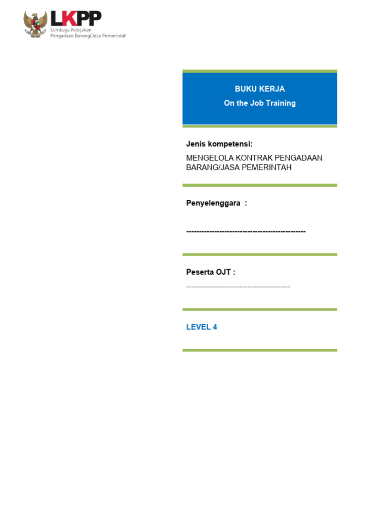Buku Kerja OJT JK Mengelola Kontrak Level 4 | PDF