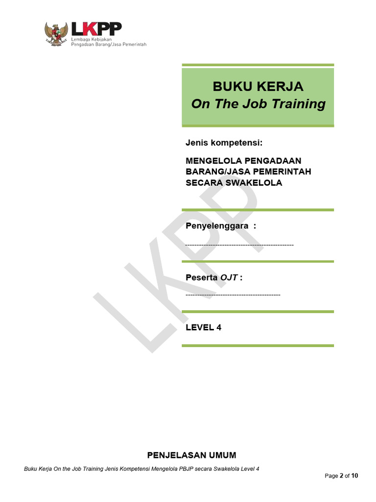 Buku OJT Swakelola Level 4 Final V.1 | PDF