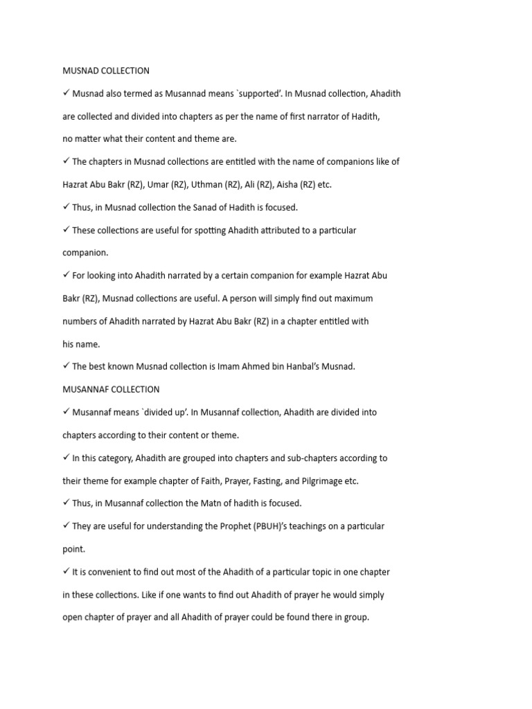 Musnad Musanaf Collections Yousuf Memon | PDF