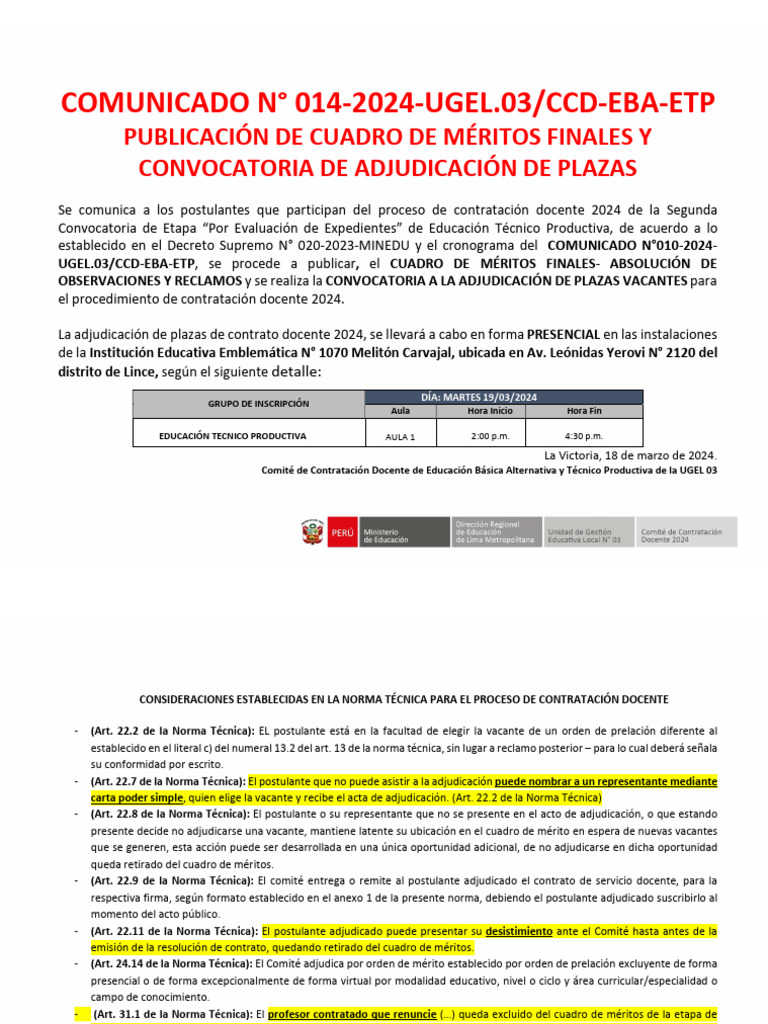 Comunicado 14 CCD - Eba-Etp | PDF