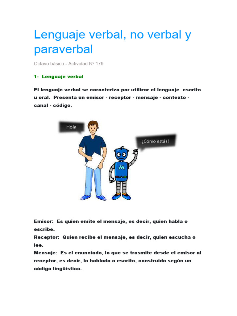 Lenguaje Verbal, No Verbal y Paraverbal | PDF | Comunicación no verbal ...