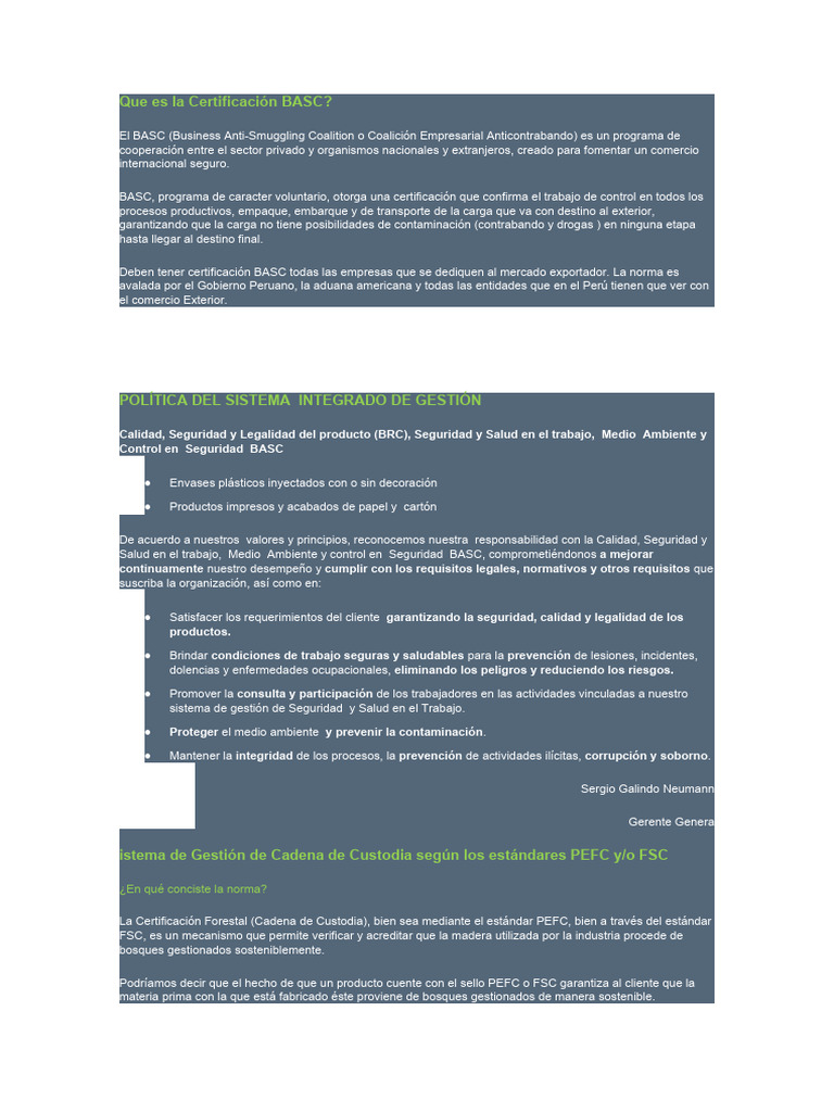 Certificación BASC: Comercio Seguro y Legal | PDF | Calidad (comercial ...