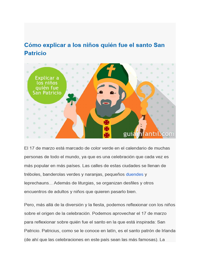 Historia de San Patricio para Niños | PDF | San Patricio