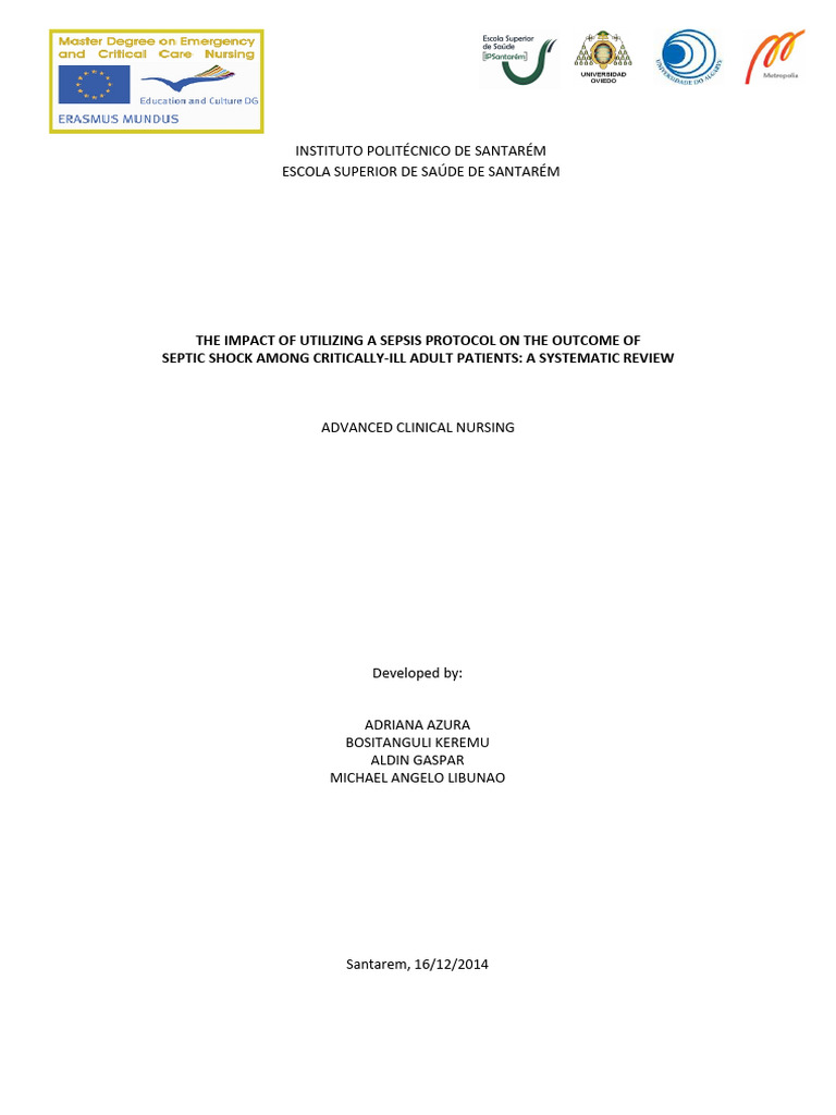 Sepsis Protocols Improve Outcomes | PDF | Sepsis | Systematic Review