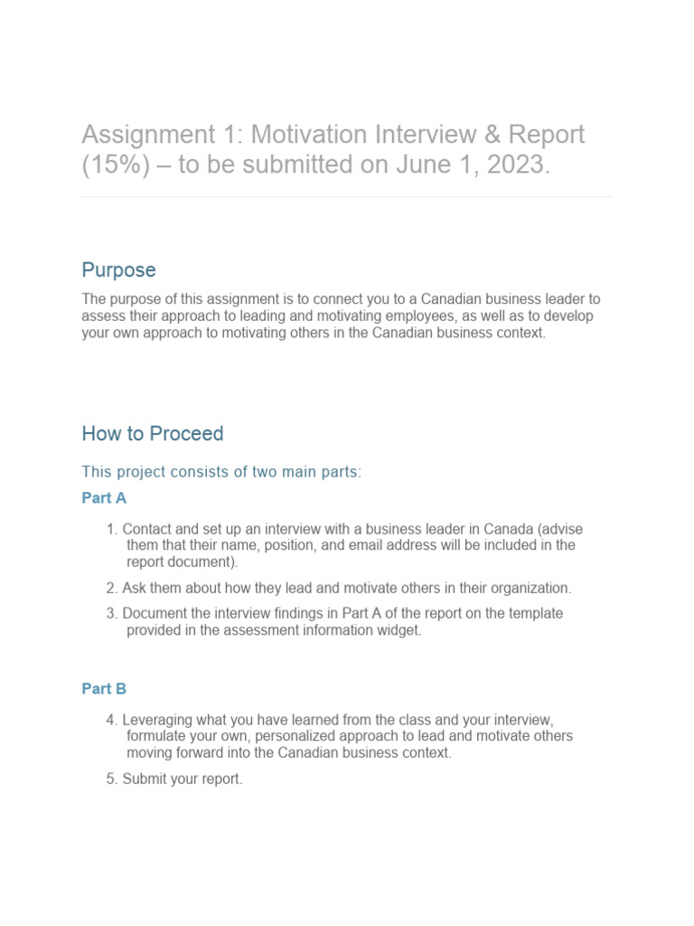 Assignment 1 (Interviewing - Leadership & Motivation) | PDF | Logic | Relevance