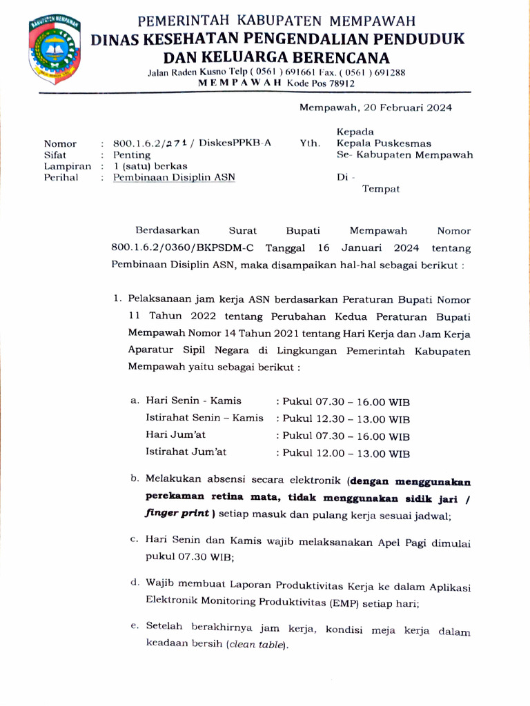 Pembinaan Disiplin ASN Mempawah 2024 | PDF