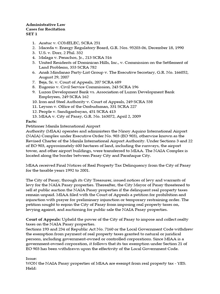 Administrative Law Cases First Set | PDF | Taxes | Corporations