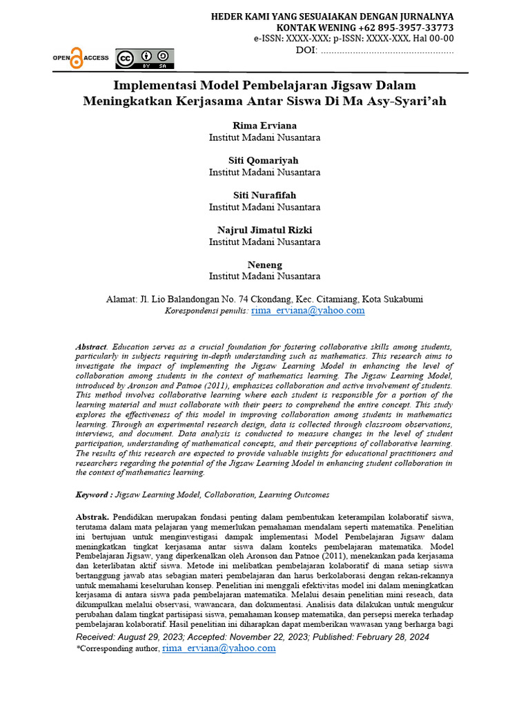 Artikel Jurnal - Metode Jigsaw | PDF | Science | Cognitive Science