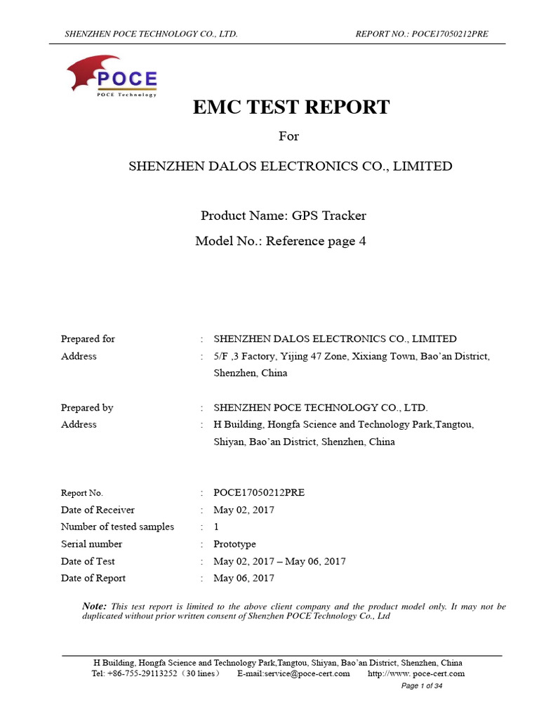 EMC 报告-GPS TRACKER | PDF | Antenna (Radio) | Electromagnetic Compatibility