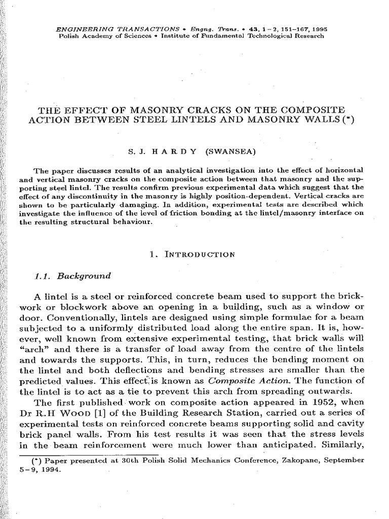 The Effect of Masonry Cracks On The Composite Action Between Steel ...