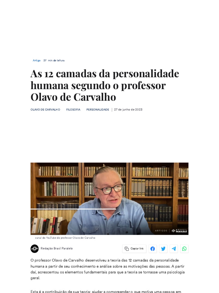 As 12 Camadas Da Personalidade Humana (Olavo de Carvalho) | Download ...