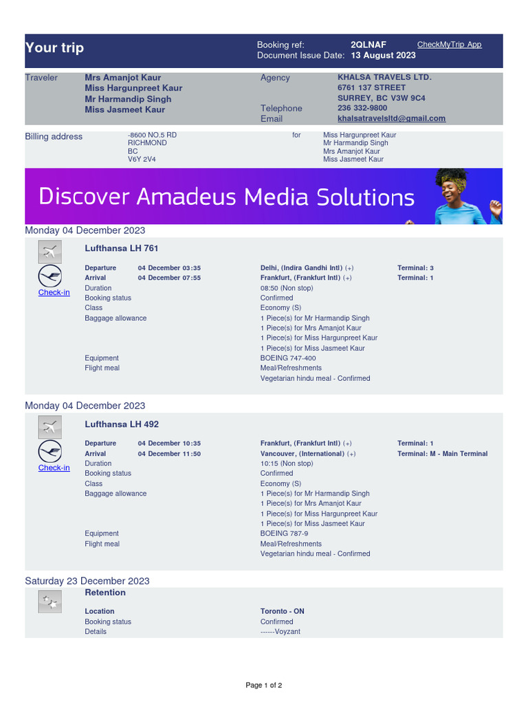 Itinerary | PDF | Airlines | Transport