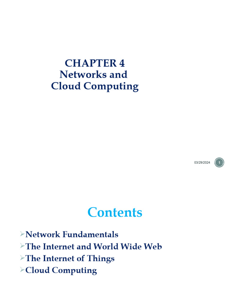 CHAPTER FOUR Networks and Cloud Computing | PDF | Cloud Computing | Computer Network