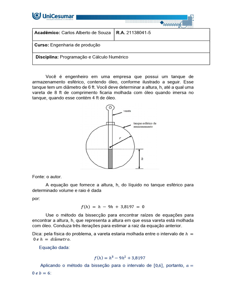 Atividade 1 ProgramaÇÃo E CÁlculo NumÉrico Pdf Análise Numérica