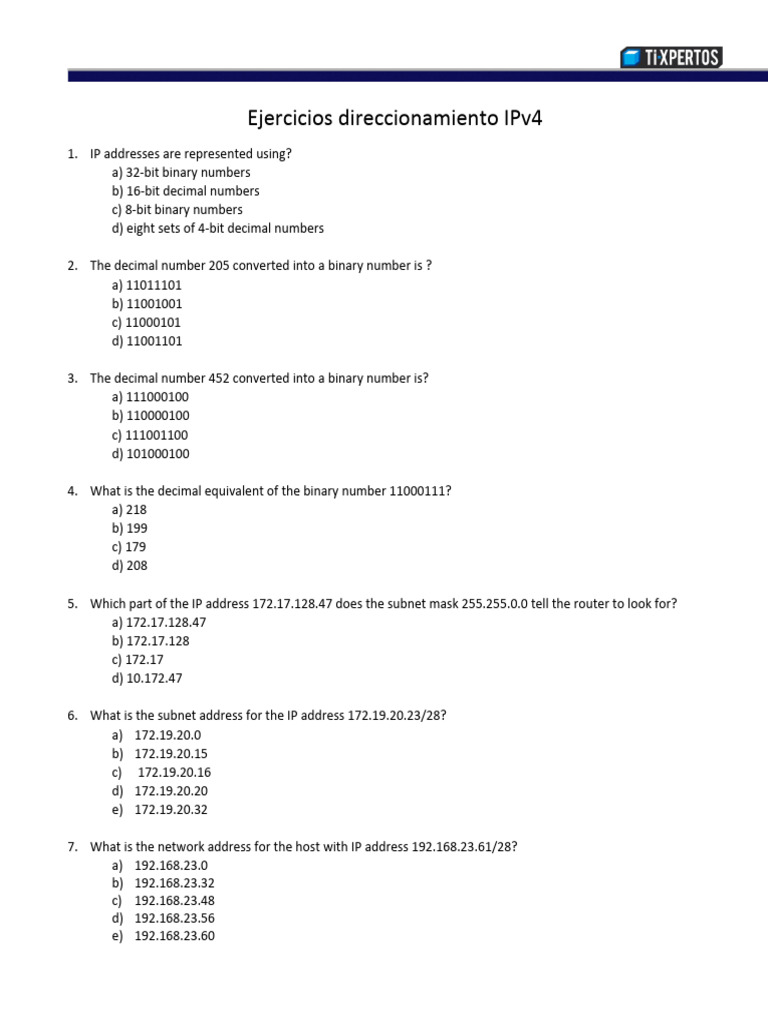 Ejercicios Subnetting | PDF | Ip Address | Network Architecture