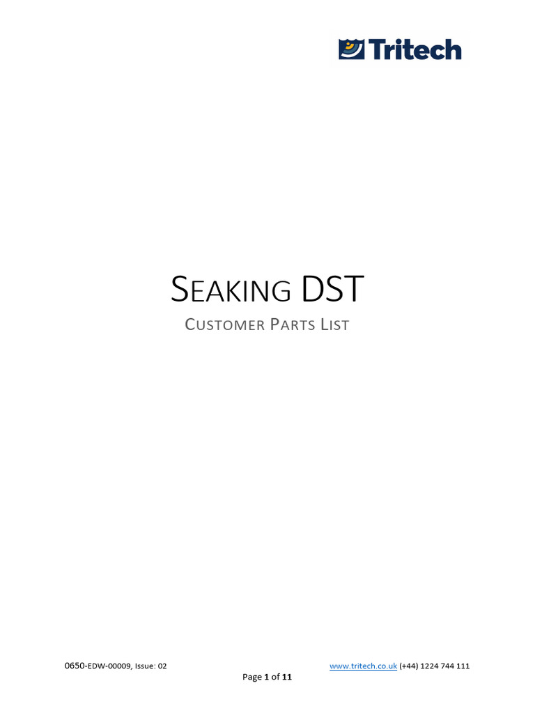 Seaking DST Customer Parts List | PDF | Manufactured Goods | Equipment
