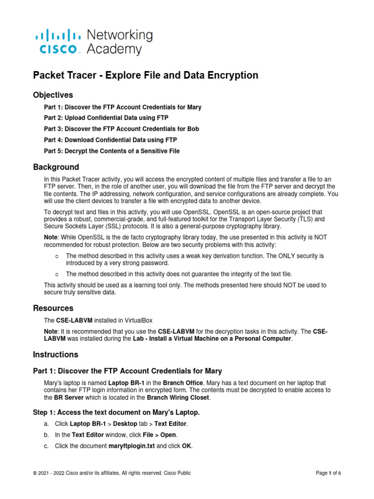 2.1.9 Packet Tracer Explore File and Date Encryption Answer Key | PDF | File Transfer Protocol ...