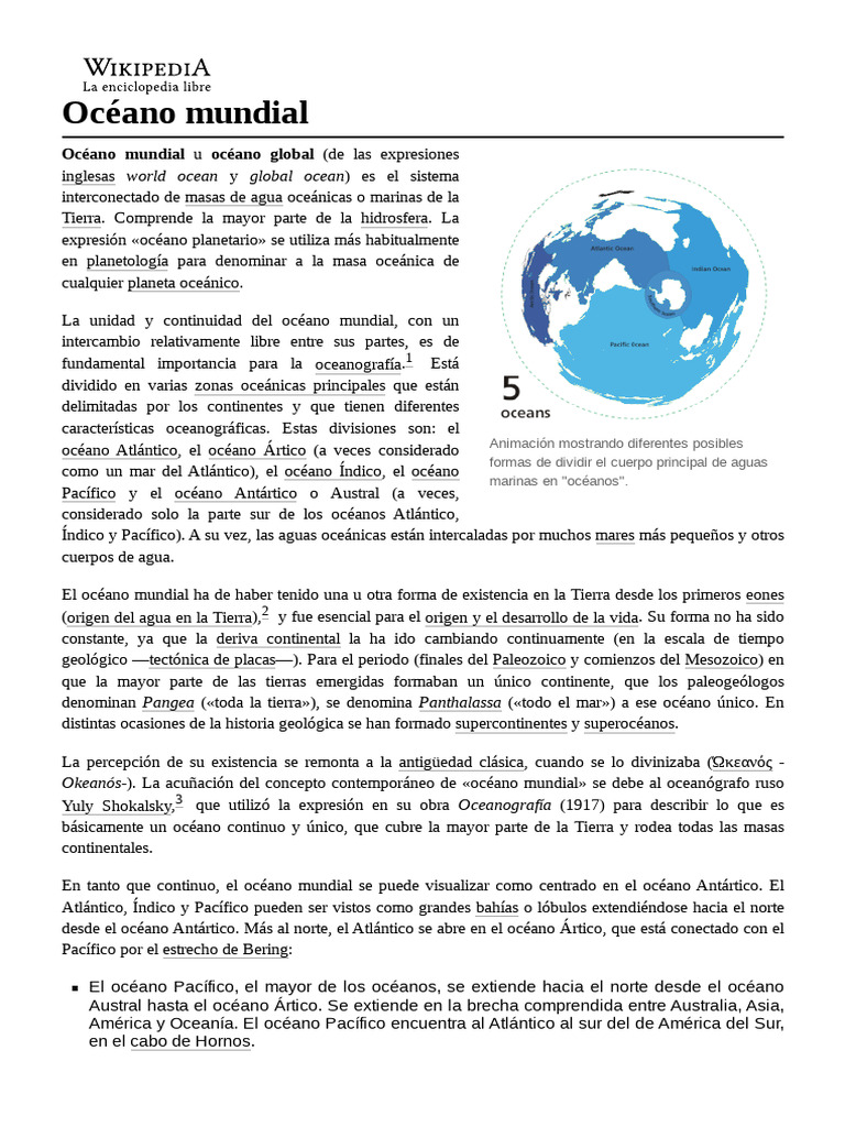 Océano Mundial: Definición y Características | PDF | Geología | Biomas ...