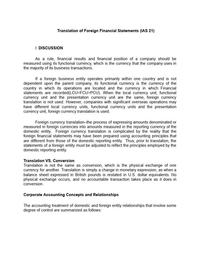 Foreign Financial Statement Translation Guide | PDF | Currency ...