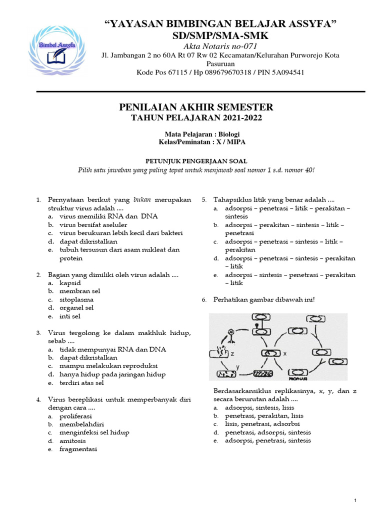 Latihan Soal PAS Biologi Kelas Peminatan | PDF