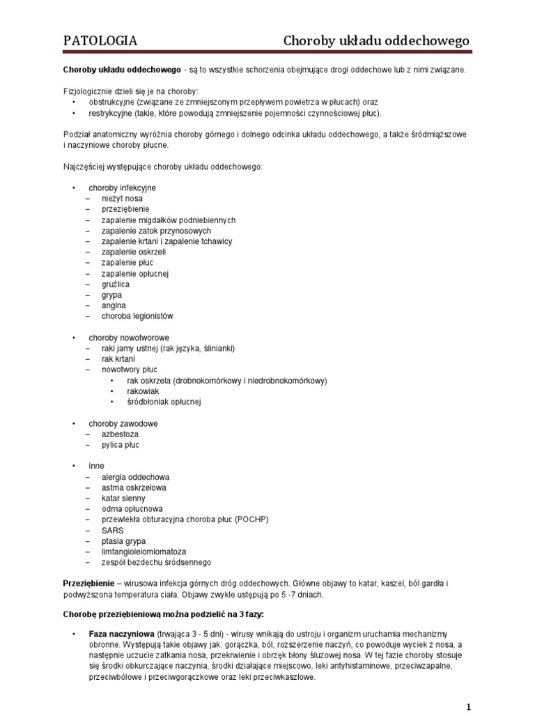 Choroby Układu Oddechowego | PDF