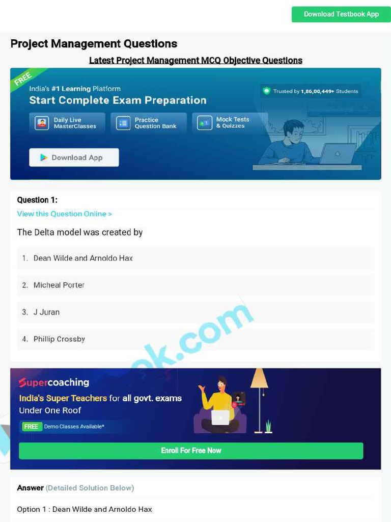 MCQ On Project | PDF
