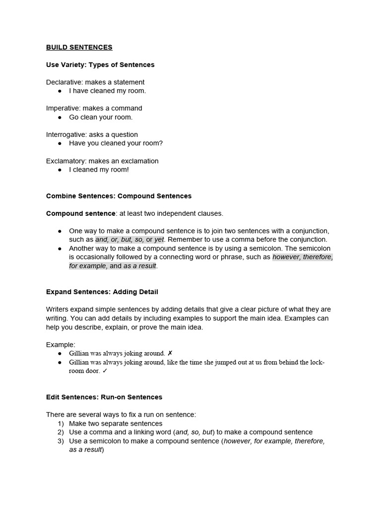 Grammar Study Notes | PDF | Sentence (Linguistics) | Linguistic Typology