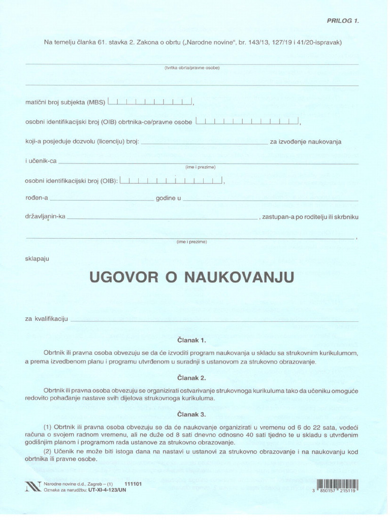 Ugovor o Naukovanju | PDF
