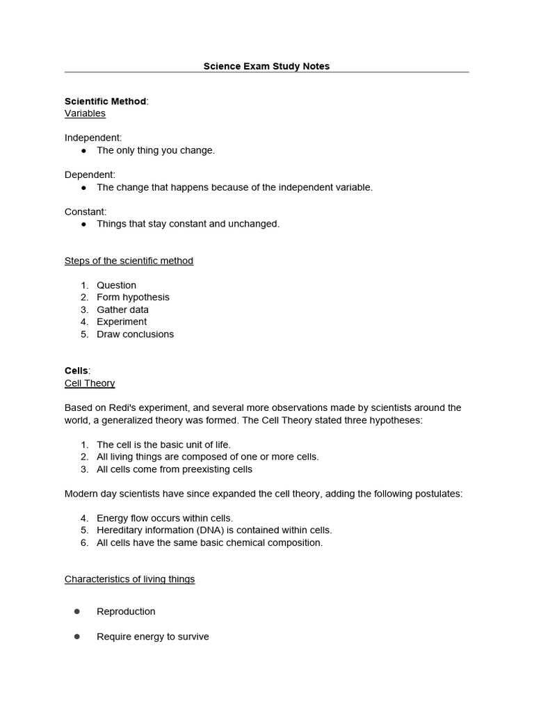 Science Exam Study Notes | PDF | Liquids | Water
