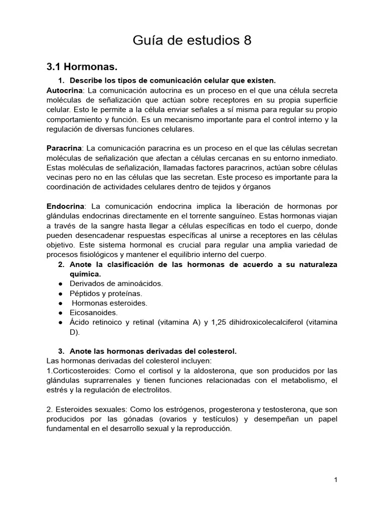 Comunicación y Clasificación Hormonal | PDF | Transducción de señales ...