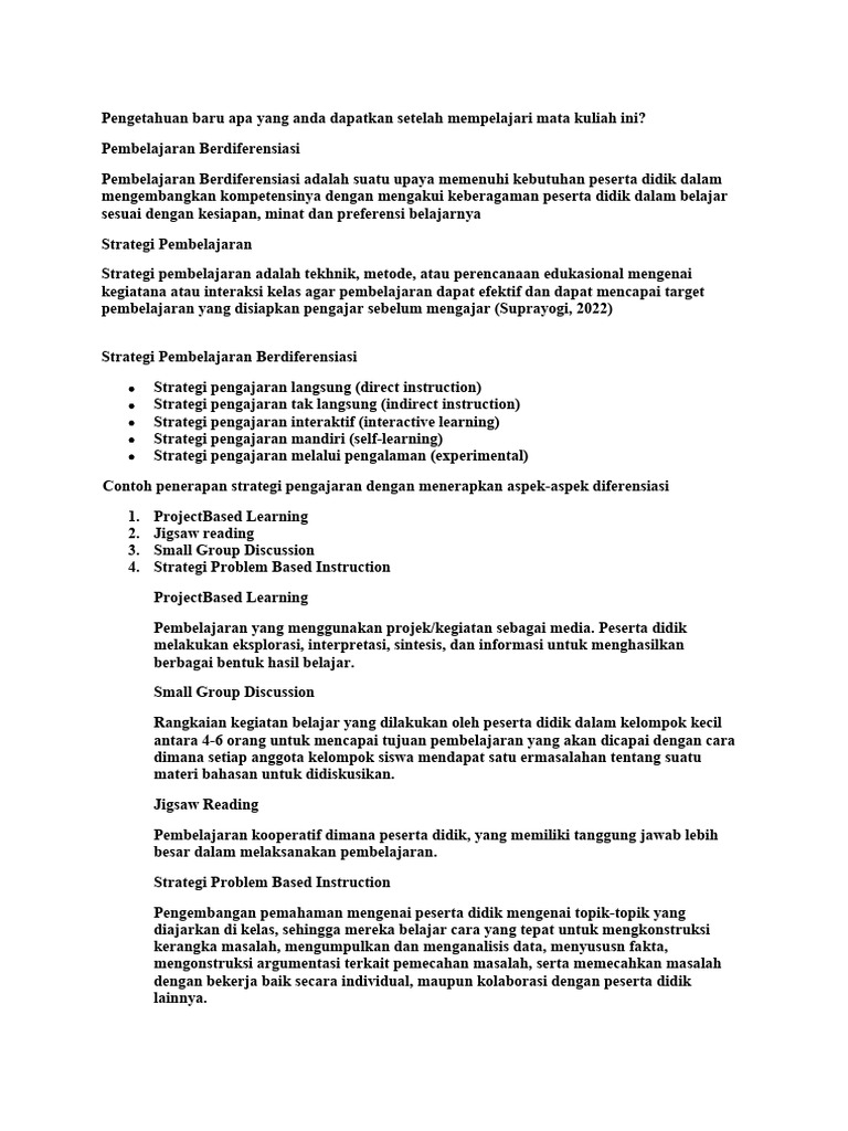 Pengetahuan Baru Apa Yang Anda Dapatkan Setelah Mempelajari Mata Kuliah Ini | PDF