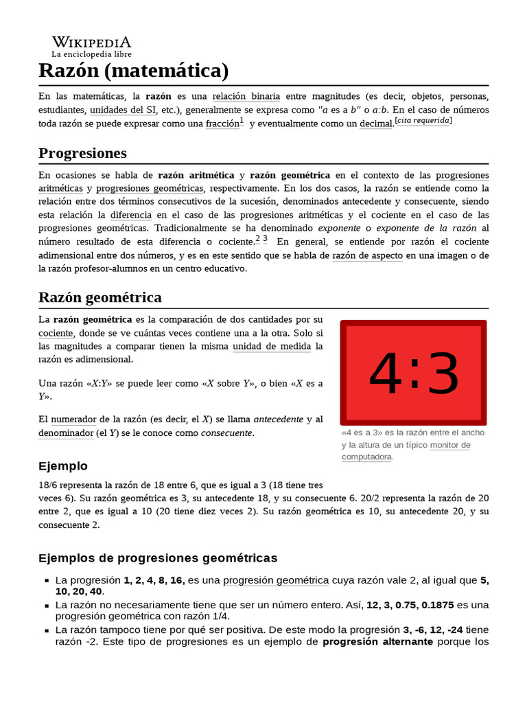 Razón (Matemática) | PDF | Proporción | División (Matemáticas)