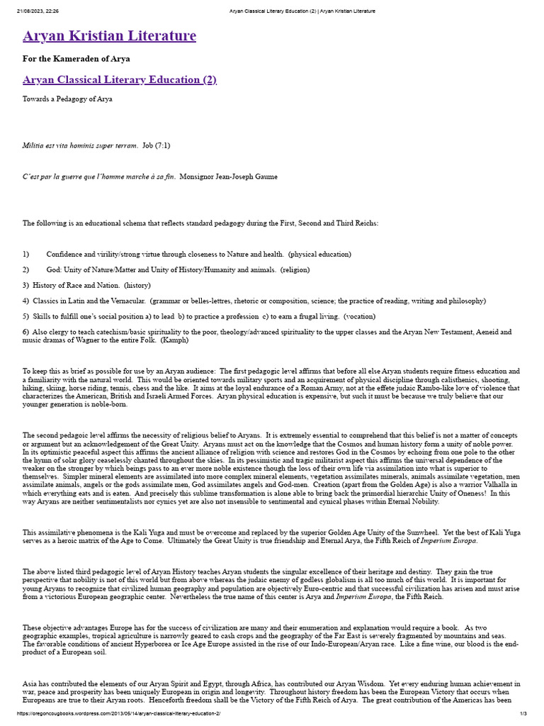 Aryan Classical Literary Education | PDF | Europe | Soul