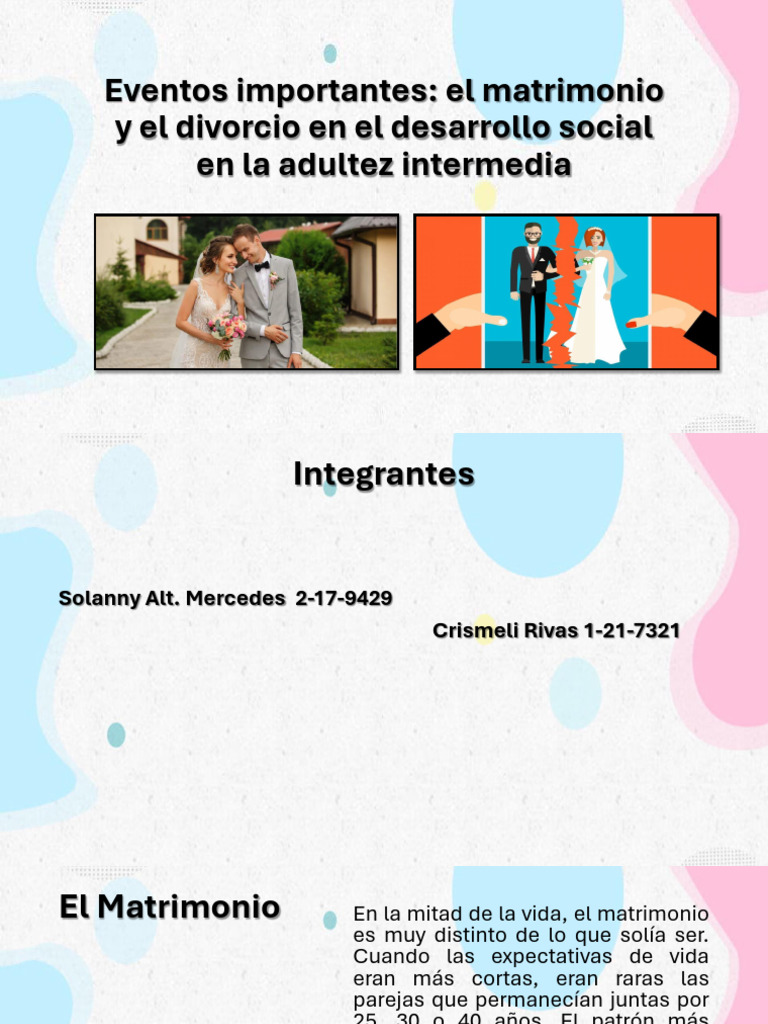 Eventos Importantes. El Matrimonio y El Divorcio en El Desarrollo ...