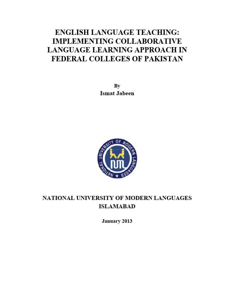 English Language Teaching: Implementing Collaborative Language Learning Approach in Federal ...