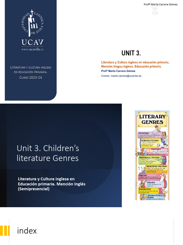 Presentation Unit 3. Children's Literature Genres. Semipresencial | PDF ...