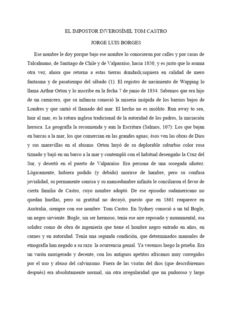 El Impostor Tom Castro en Chile | PDF