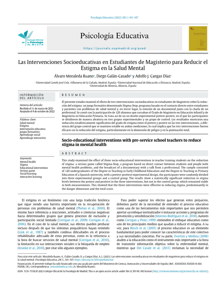 Intervenciones para Reducir Estigma Mental | PDF | Trastorno mental ...