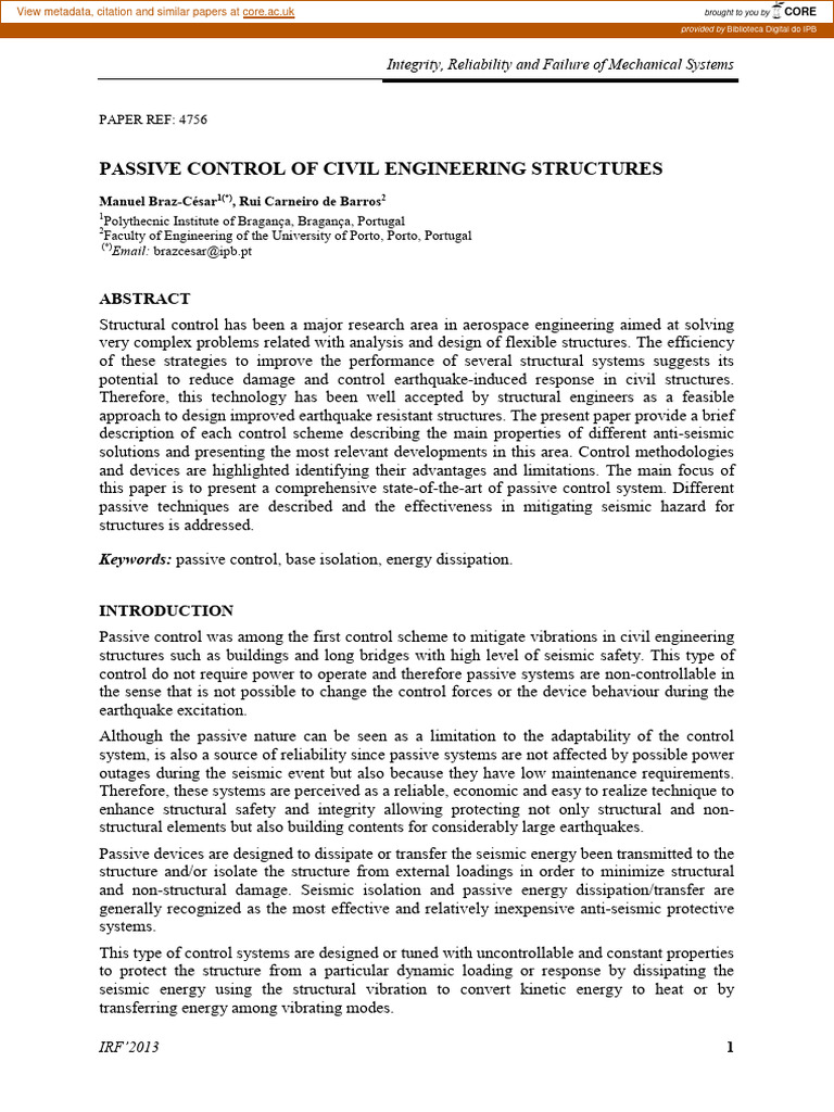 Passive Control | PDF | Earthquake Engineering | Damping