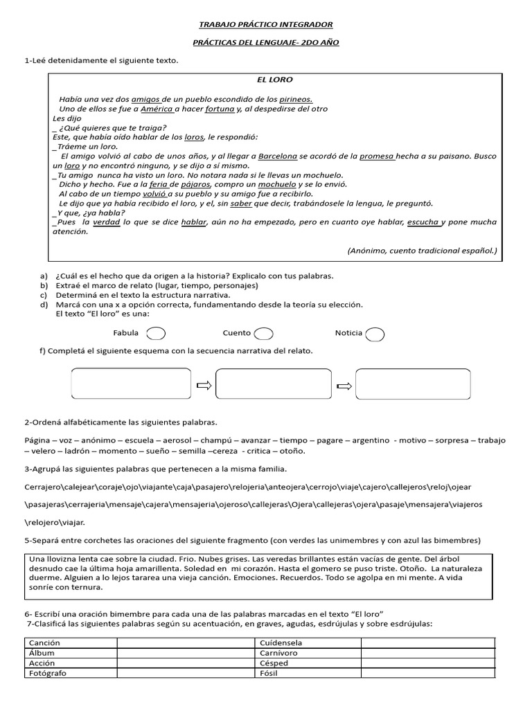 Trabajo Pr-Ctico Pr-Cticas Del Lenguaje 2do A-O | PDF | Lingüística