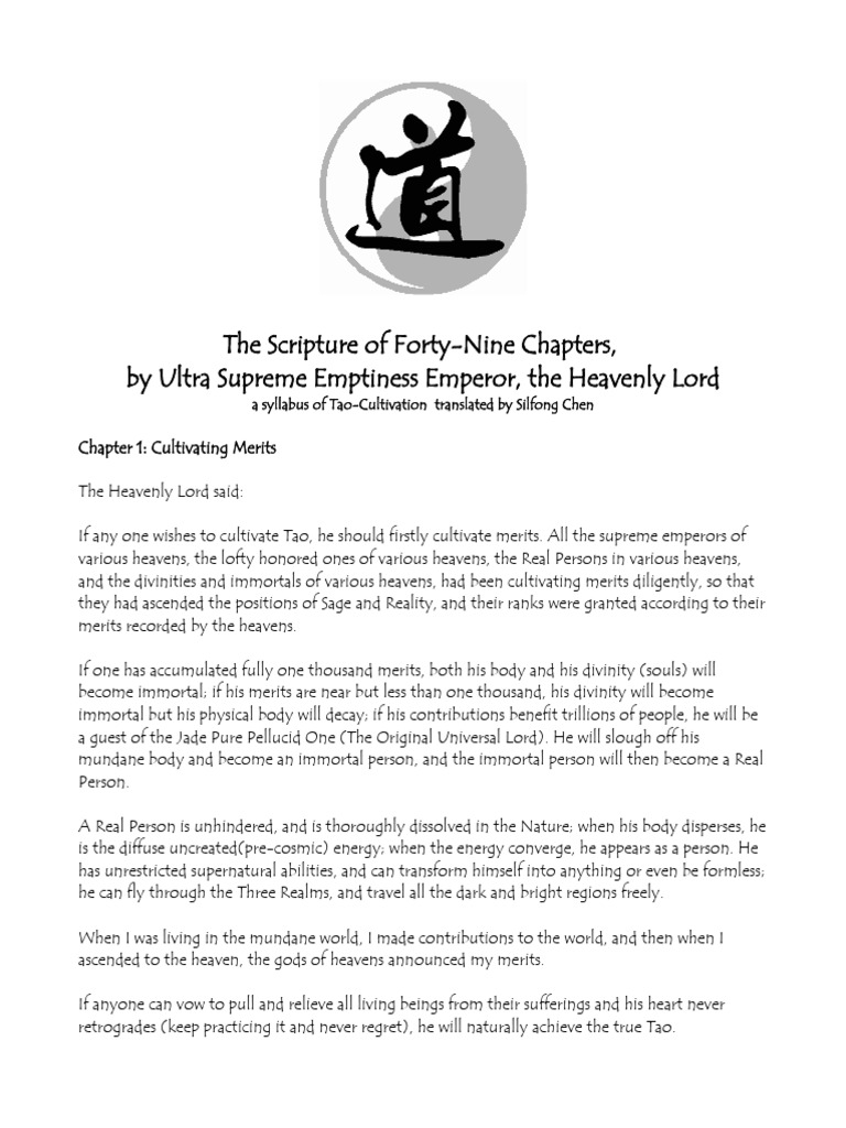Taoist Scripture of Forty Nine Chapters Vegetarian Passages | PDF ...