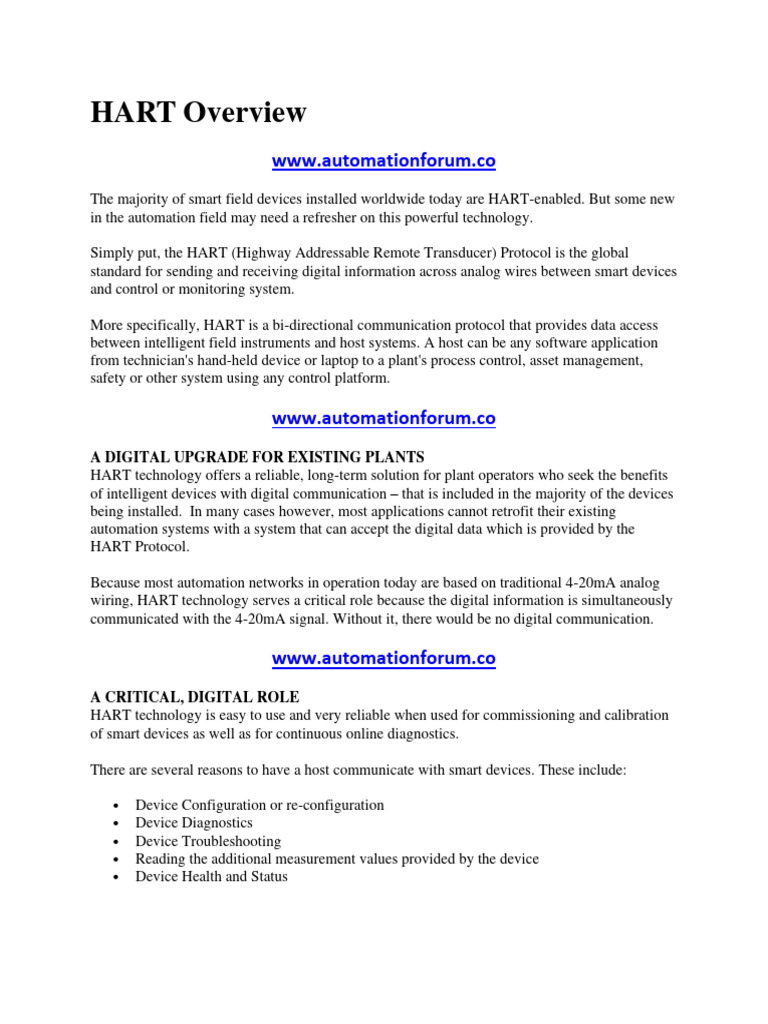 Role of HART 1711639642 | PDF | Osi Model | Telecommunications